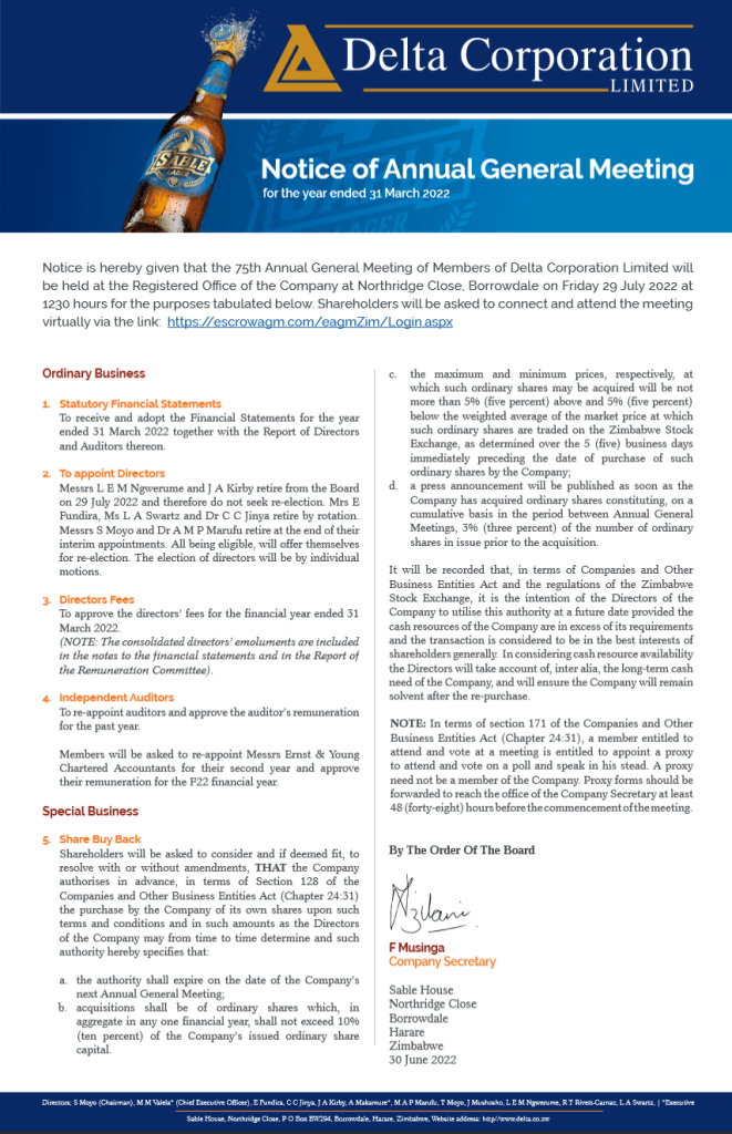 Press Release - Delta Corporation Limited