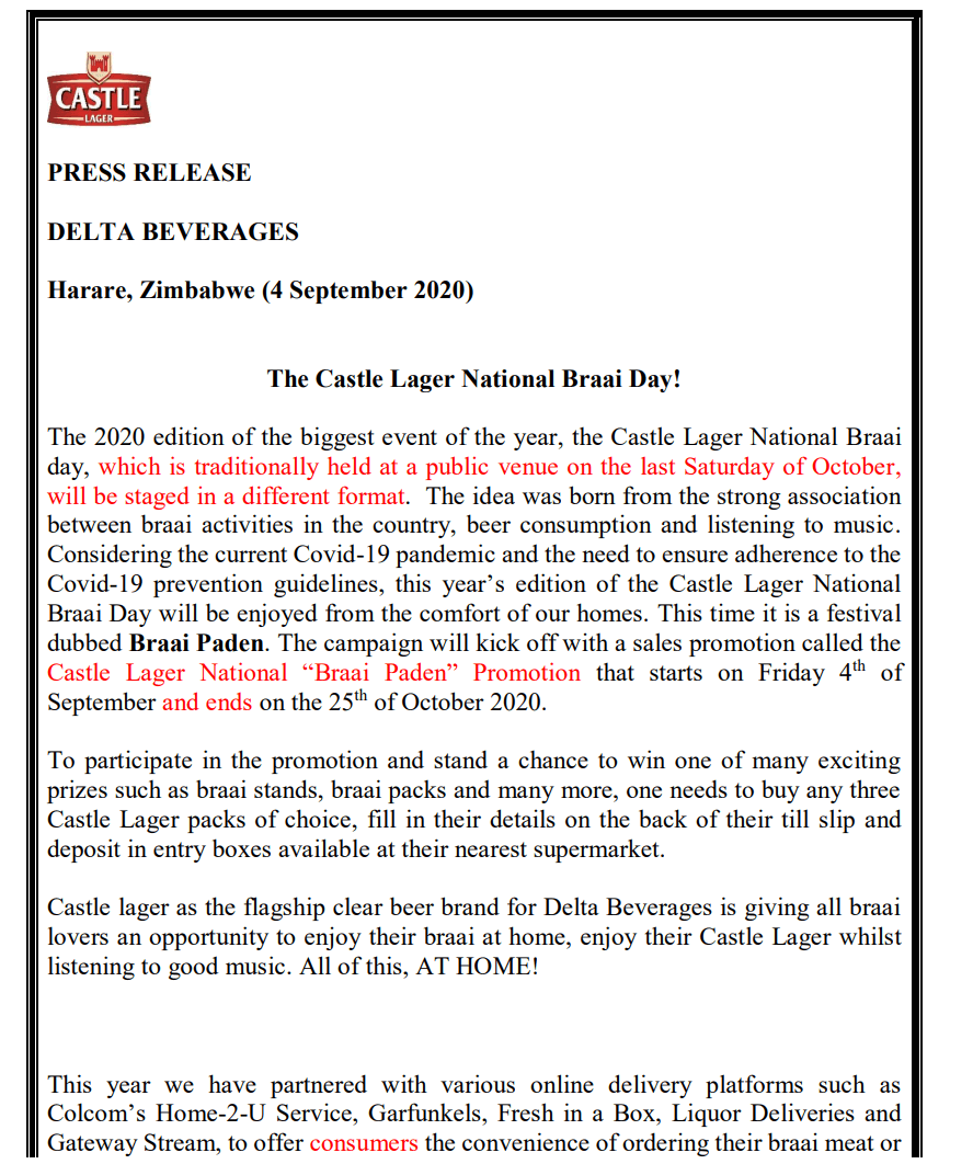 Press Release - Delta Corporation Limited