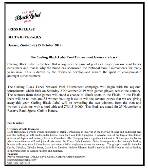 Press Release - Delta Corporation Limited